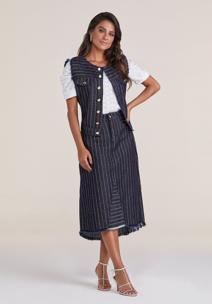 Colete Jeans Azul Escuro Listrado Titanium