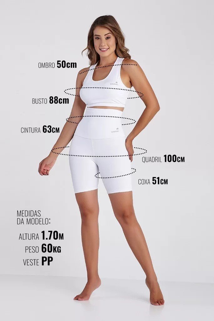 Shorts Modelador Branco Poliamida Alta Compressão Epulari