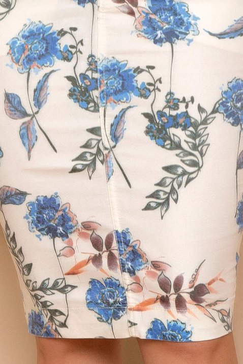 Saia Clássica Sarja Estampada Azul Laura Rosa