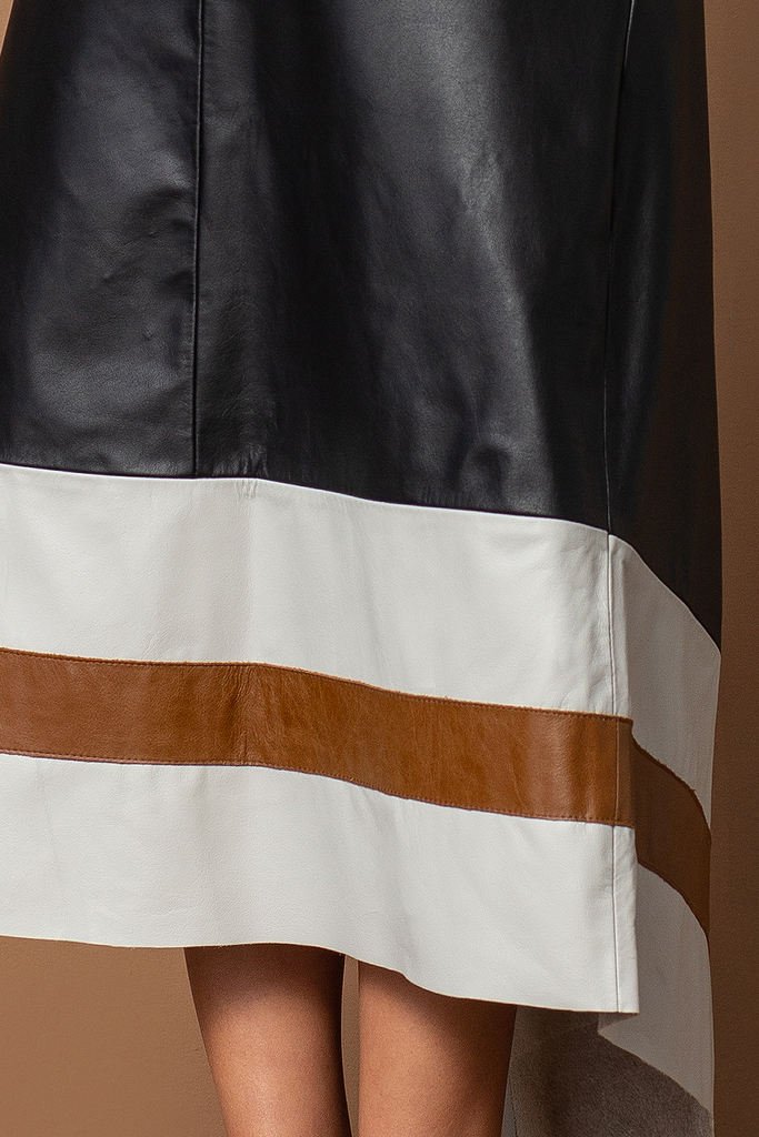 Saia Evasê Envelope Couro Legítimo Pele Mania