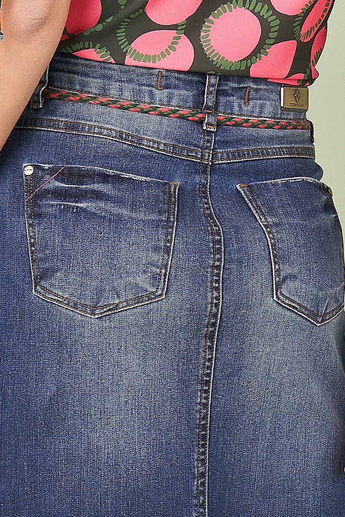 Saia Tradicional Jeans Mullet Com Cordão Titanium Jeans