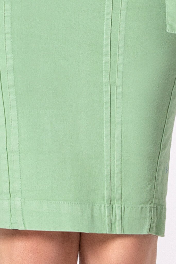 Saia Sarja Lápis Color Verde Com Faixa Laura Rosa