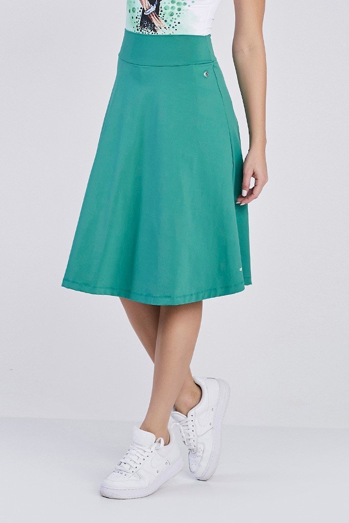 Short Saia Midi Cor Chá Verde Poliamida Proteção Solar Epulari