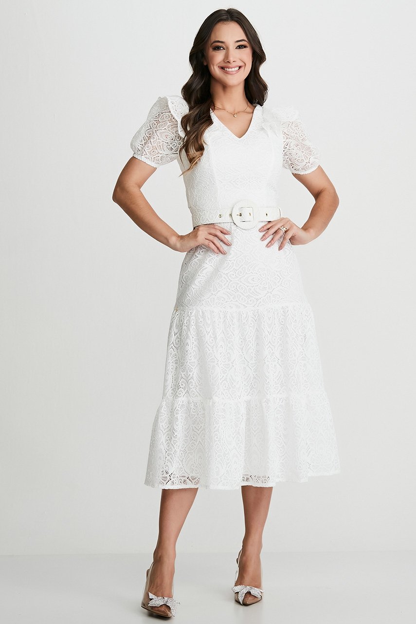 Vestido Off White Renda Luiza Tatá Martello