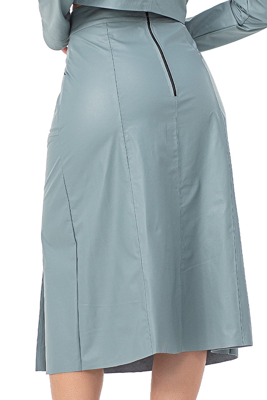 Saia Azul Sereno Nevada Couro Legítimo Pele Mania