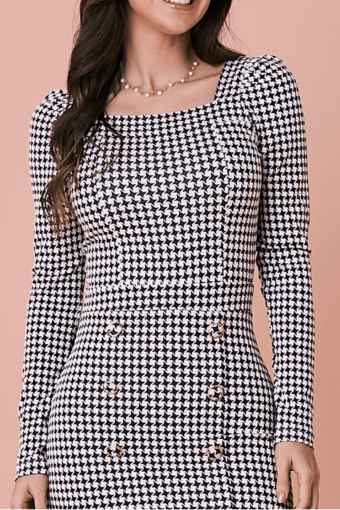 Vestido Off White Malha Estampa Exclusiva Michelle Tatá Martello