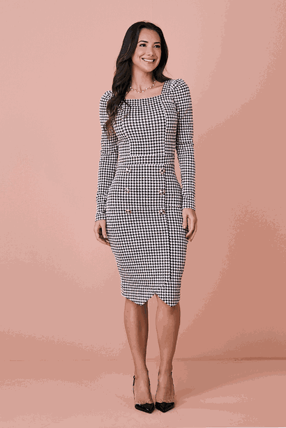 Vestido Off White Malha Estampa Exclusiva Michelle Tatá Martello