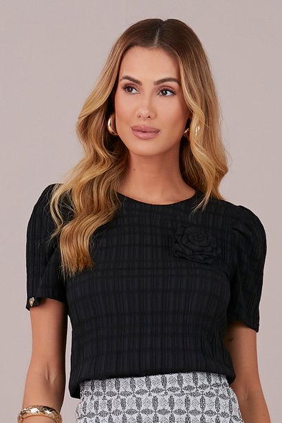 Blusa Preto Crepe Bianca Tata Martello