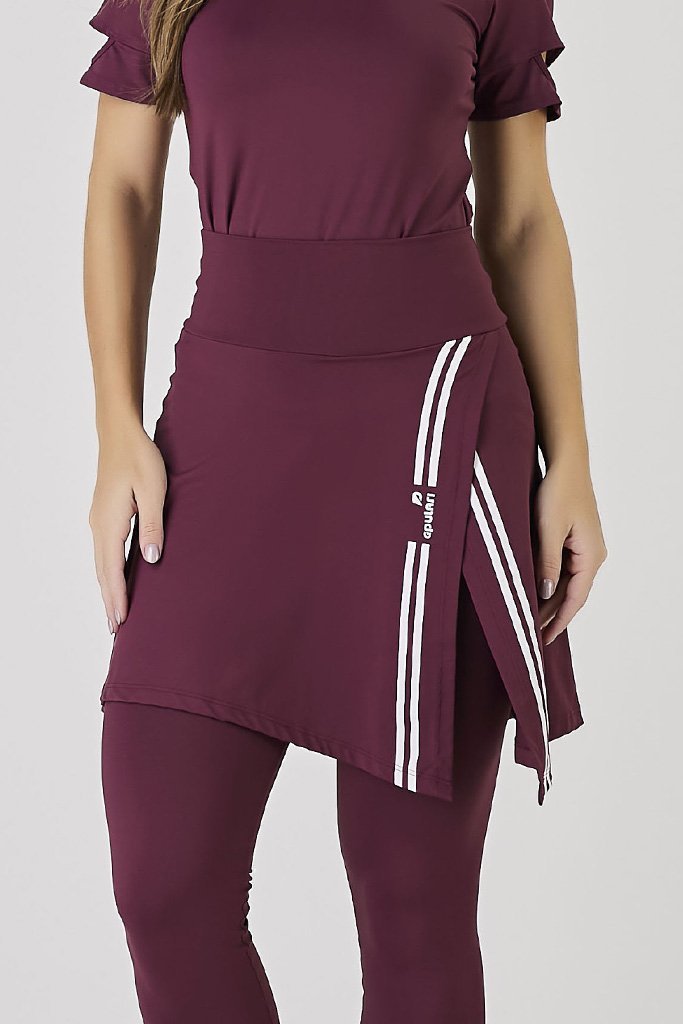 Saia Calça Comprida Assimétrica Estampa Exclusiva Cor Rubi Wine ...