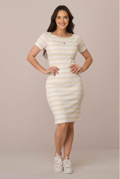 Vestido Amarelo Curto na Malha Tubinho Janys Tata Martello