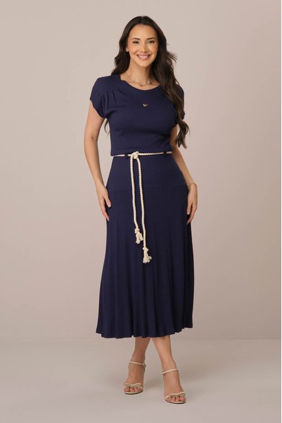 Vestido Midi na Malha com Cordão S. Francisco Manuela Tata Martello